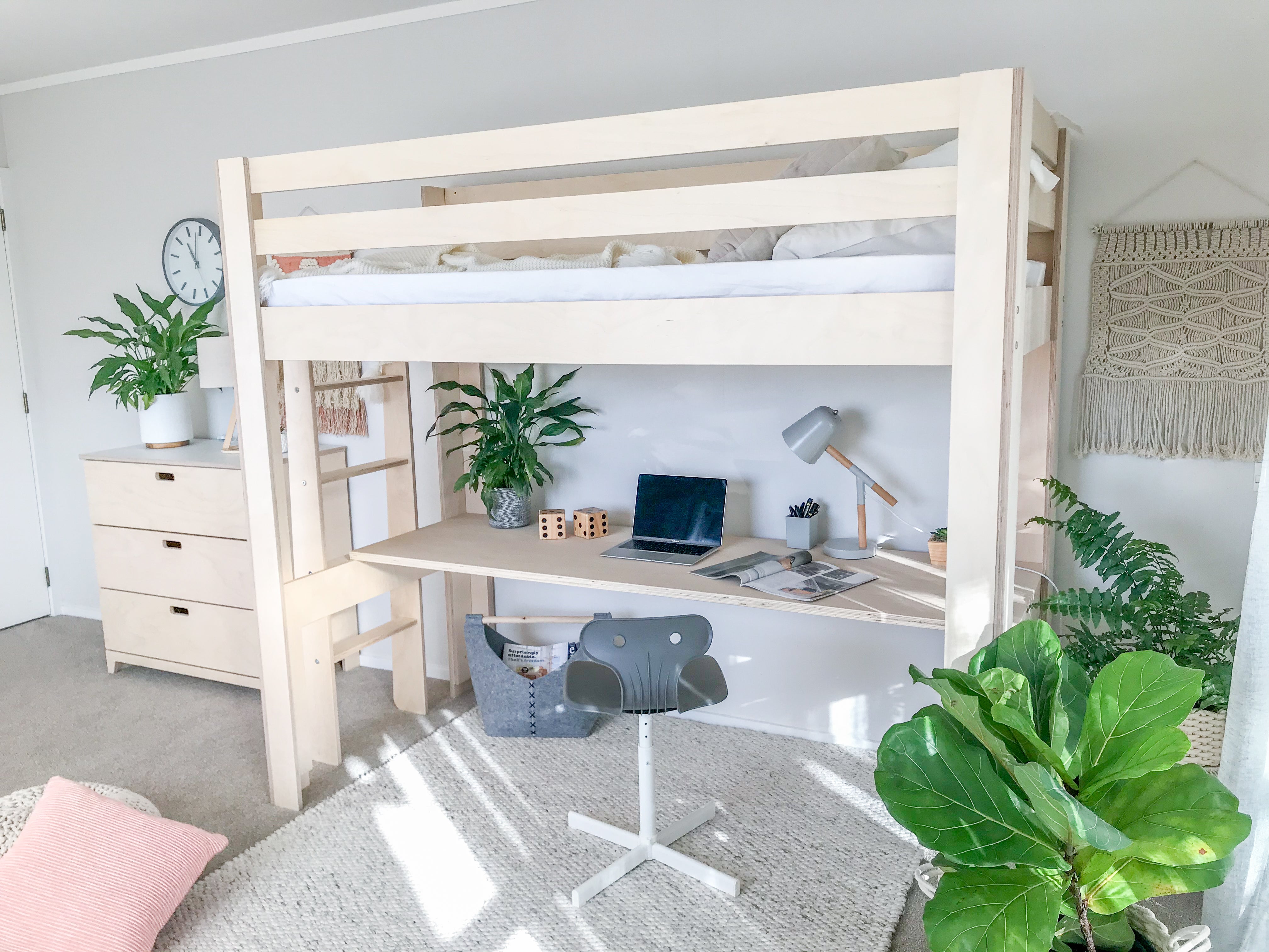 Classic Loft bed with desk – Magic of wood PTY LTD