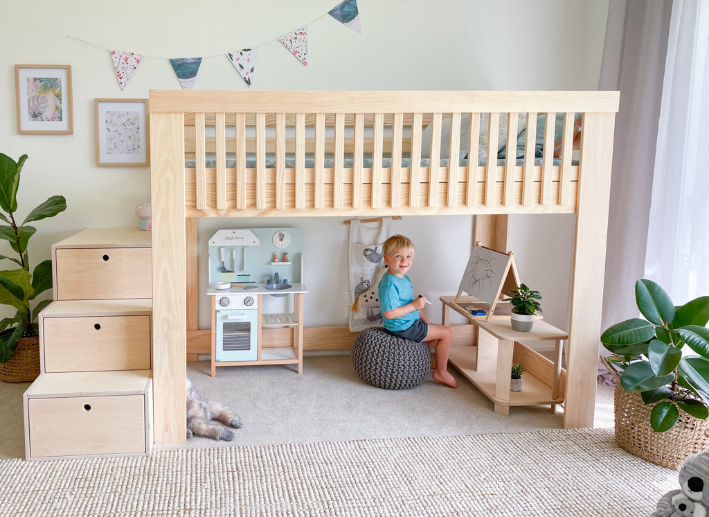 Scandi LOW loft bed PINE – Magic of wood PTY LTD